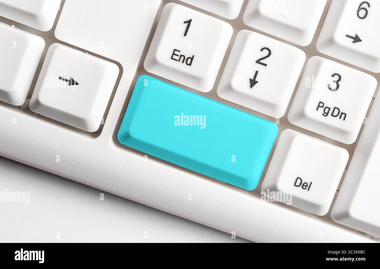 Different Colored Keyboard key With Accessories Arranged On Empty copy ...