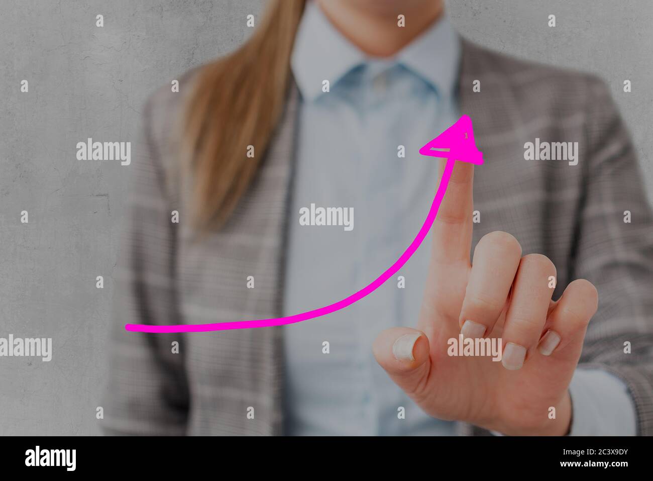 Digital Arrowhead Curve Rising Upward Denoting Growth Development ...