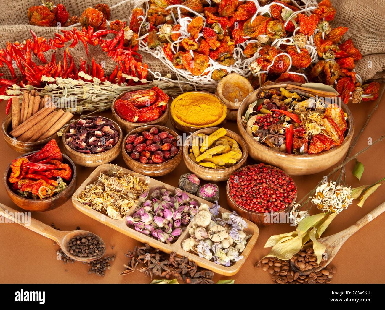 Various dried medicinal herbs. Natural Herbal Medicine Selection Stock ...