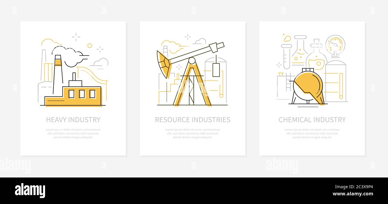 Manufacturing concept - line design style banners set Stock Vector ...