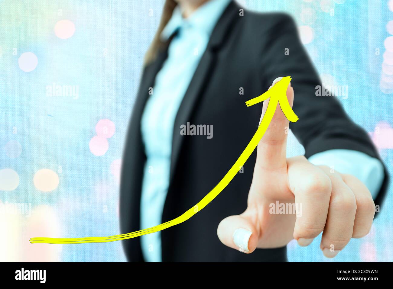 Digital Arrowhead Curve Rising Upward Denoting Growth Development ...