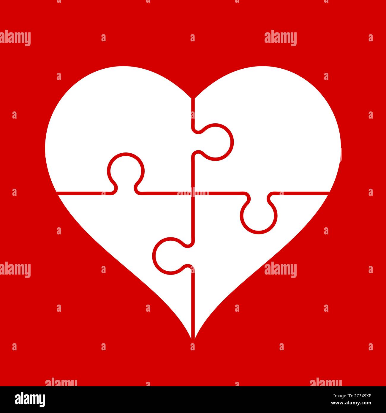 White heart in a shape of a puzzle. Love, emotions, missing piece, idea ...