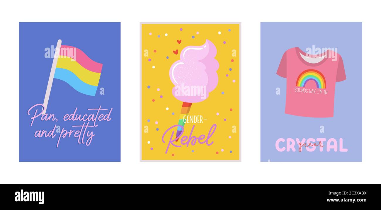 LGBTQ pride cards set. Beautiful and cute equality symbols and ...