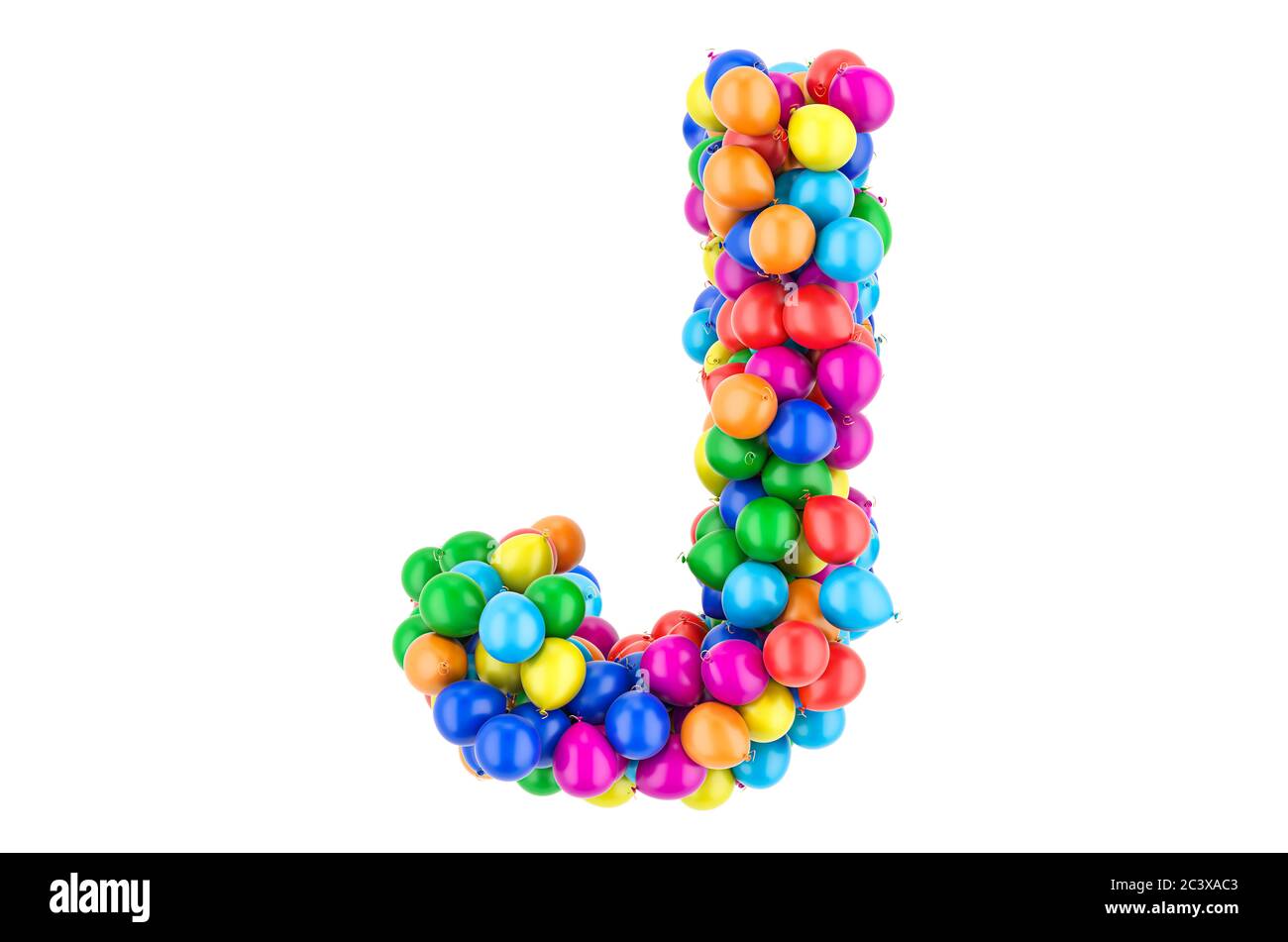 Letter J from colored balloons, 3D rendering isolated on white ...