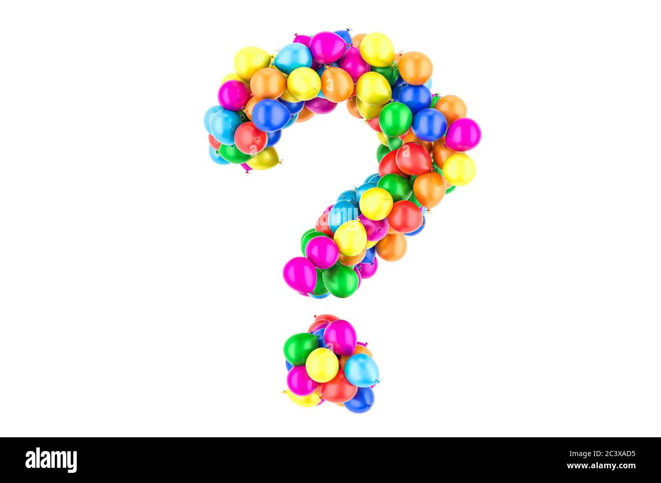 Question mark from colored balloons, 3D rendering isolated on white ...