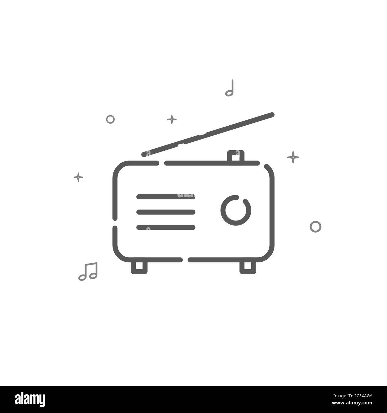 Radio simple vector line icon. Broadcasting symbol, pictogram, sign ...