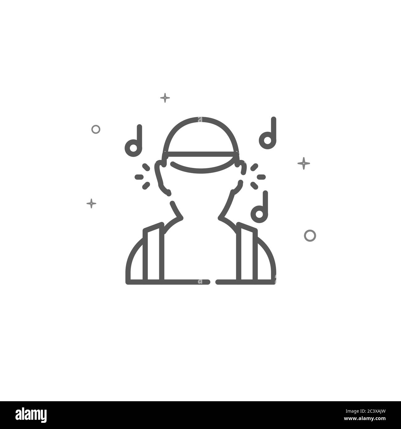Listening to music simple vector line icon. Man hears sounds symbol ...