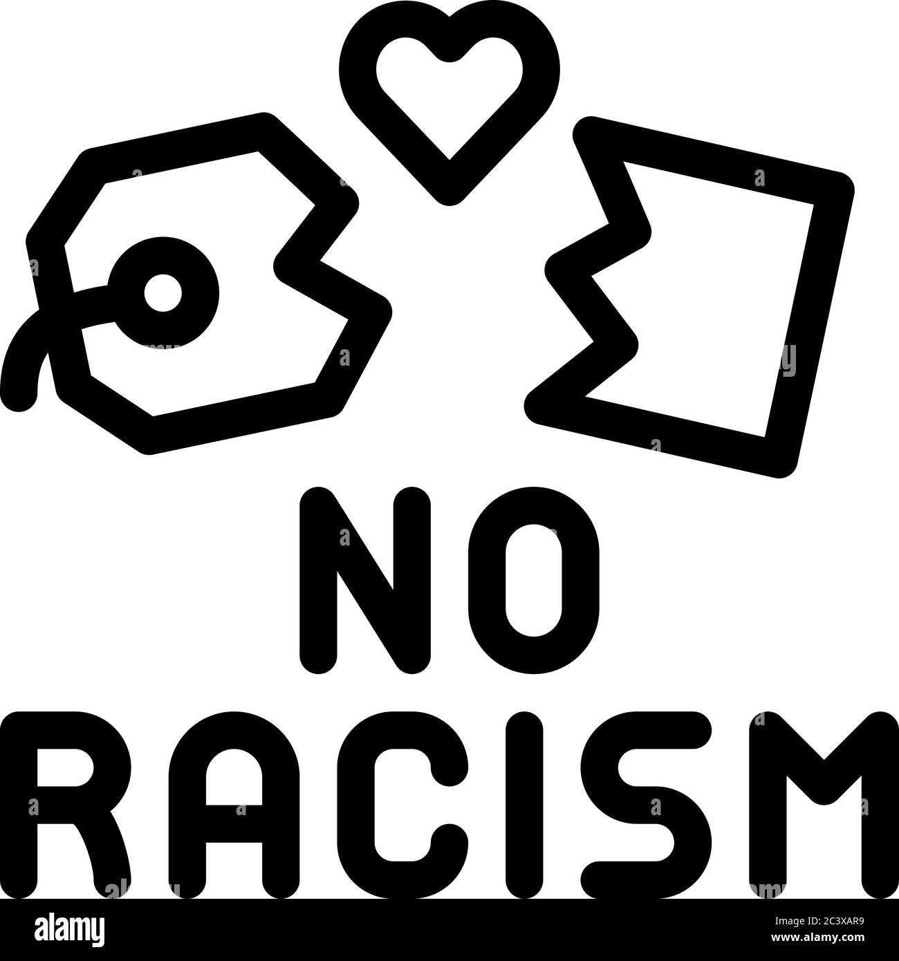 no racism torn label icon vector outline illustration Stock Vector ...