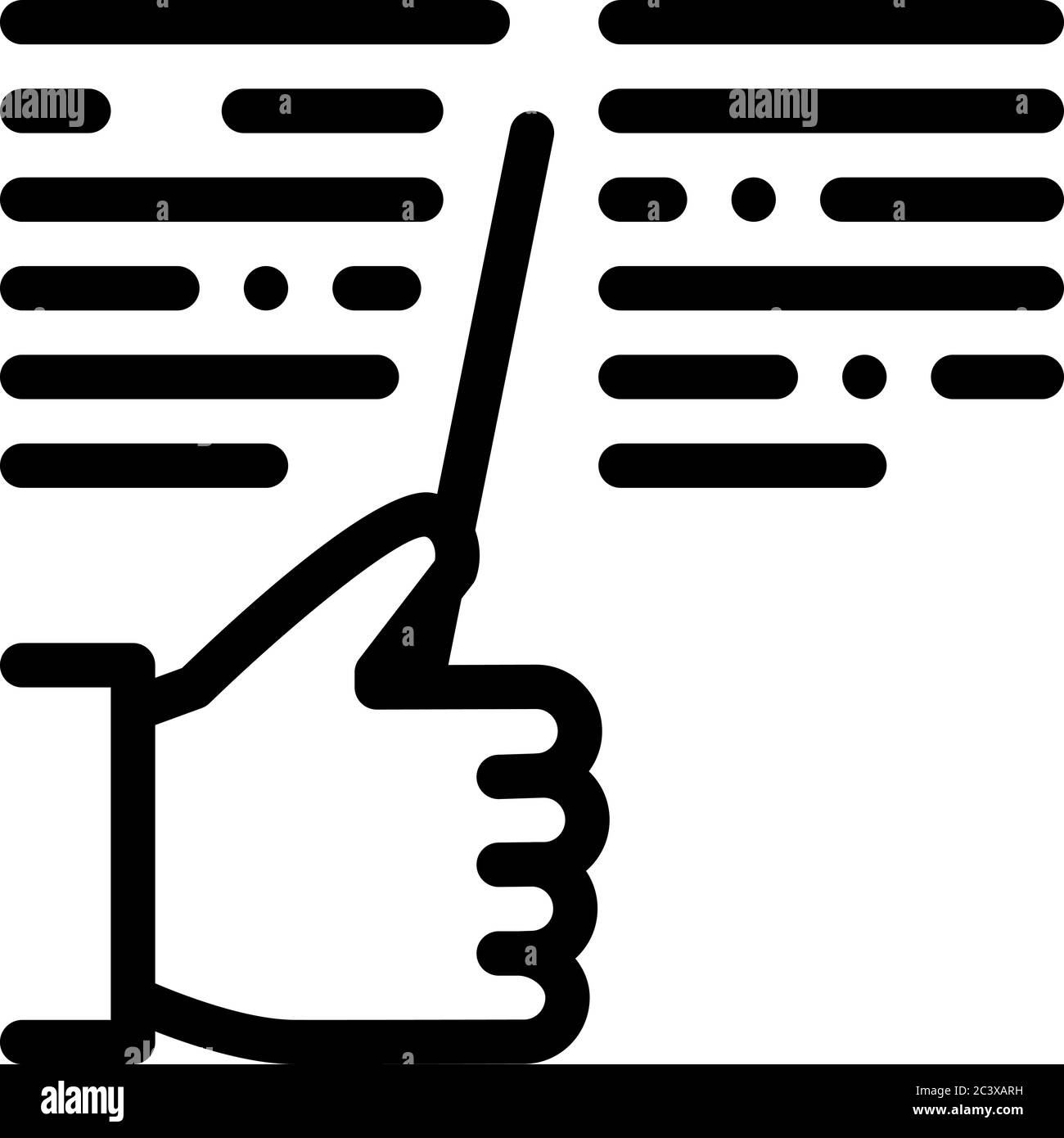 hand hold stick and reading icon vector outline illustration Stock ...