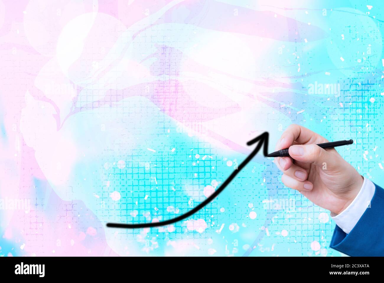 Digital Arrowhead Curve Rising Upward Denoting Growth Development ...