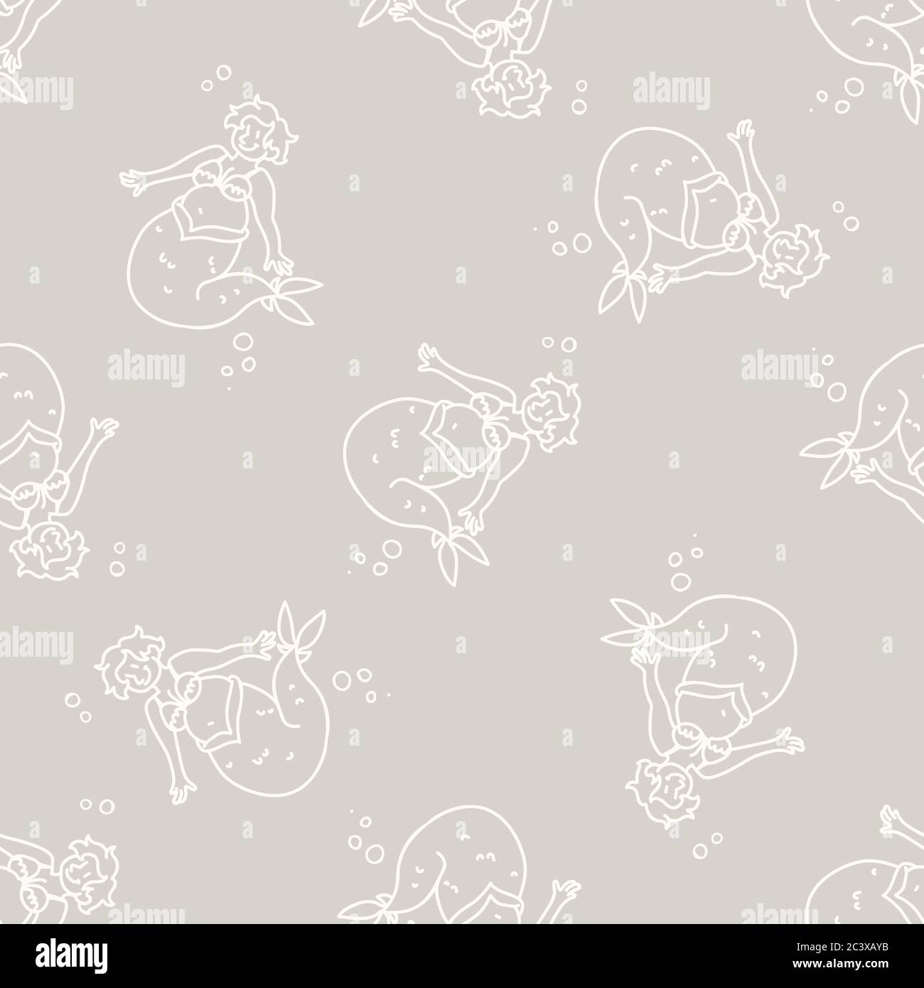 Seamless background mermaid with bubbles gender neutral baby pattern ...