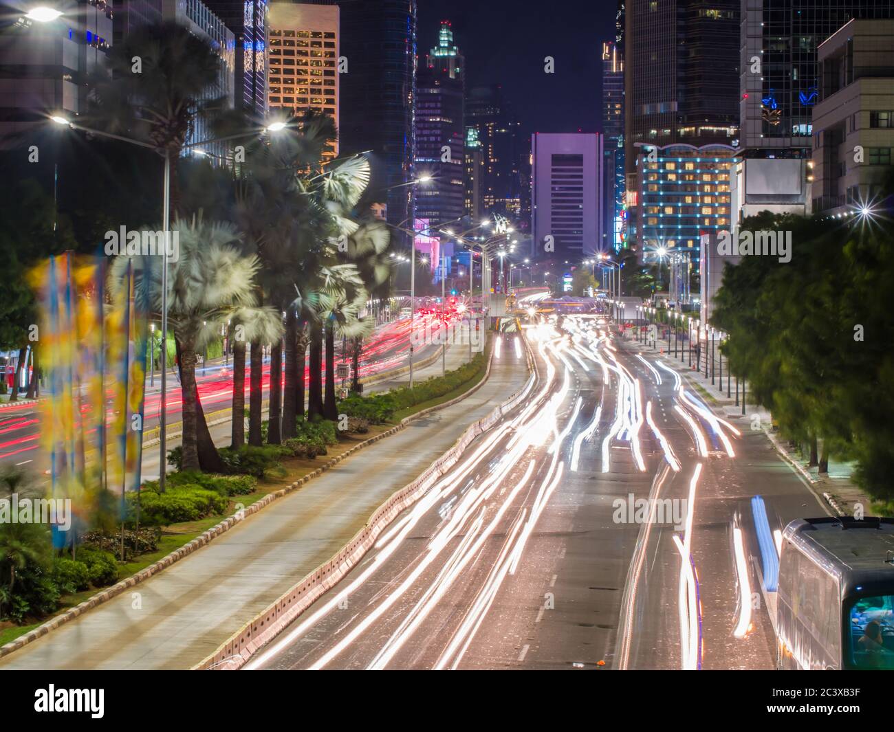 Lights of traffic cars in Jakarta. Indonesia Stock Photo - Alamy