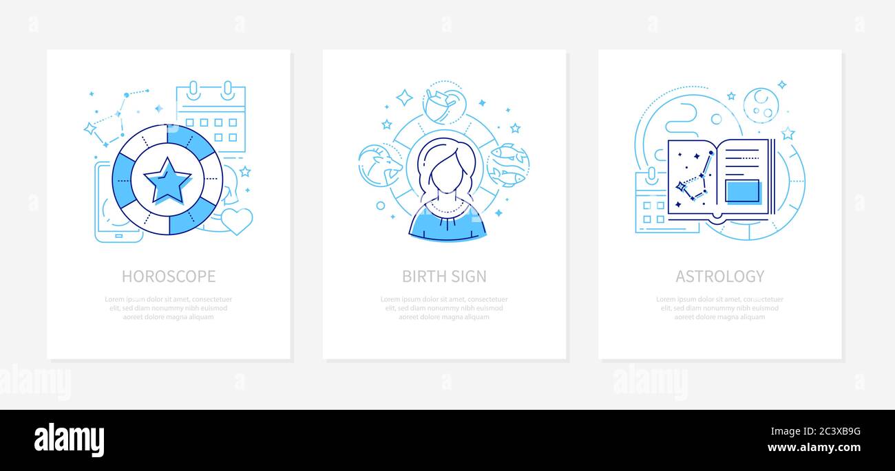 Astrology concept - line design style banners set Stock Vector Image ...