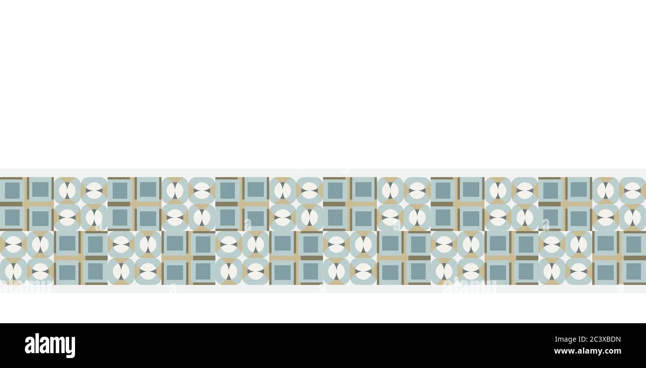 Seamless vector border pattern. Hand drawn square geometric mosaic grid ...