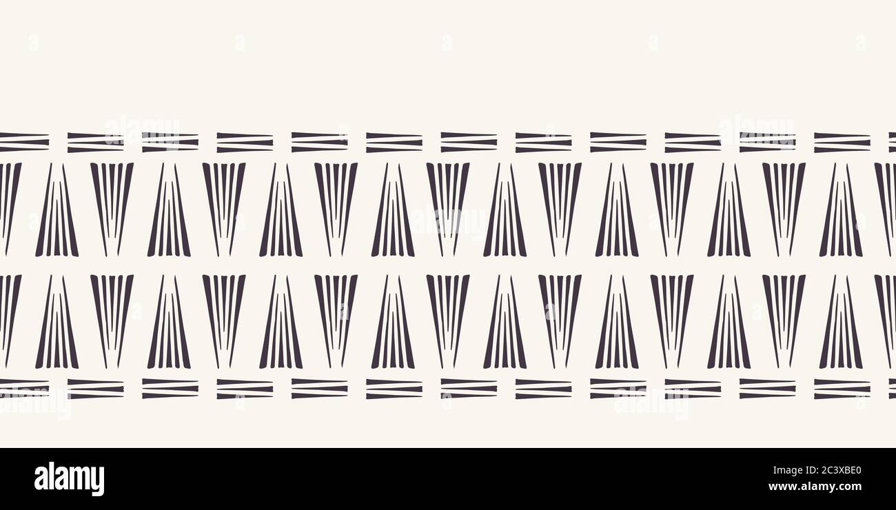 Modern geometric hand drawn line triangles border. Repeating simple ...