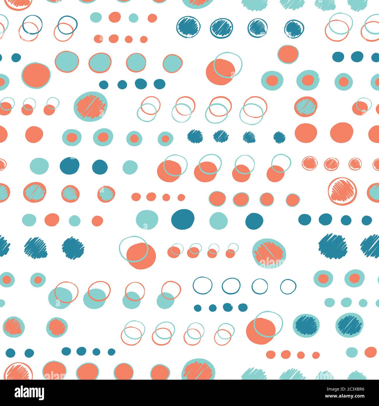 Turquoise blue polka dot circles. Vector pattern seamless background ...