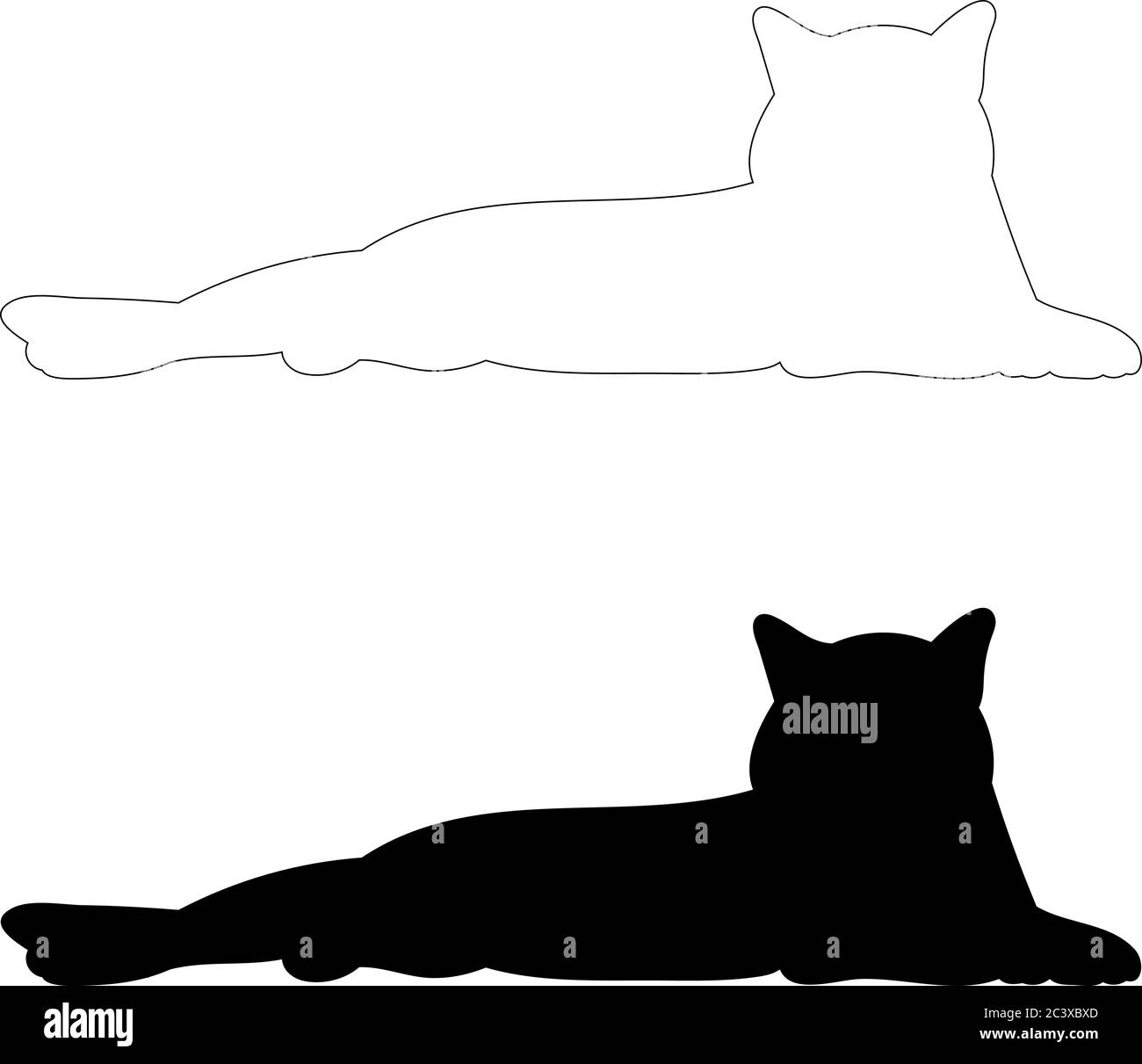 silhouette cat laying Stock Vector Image & Art - Alamy