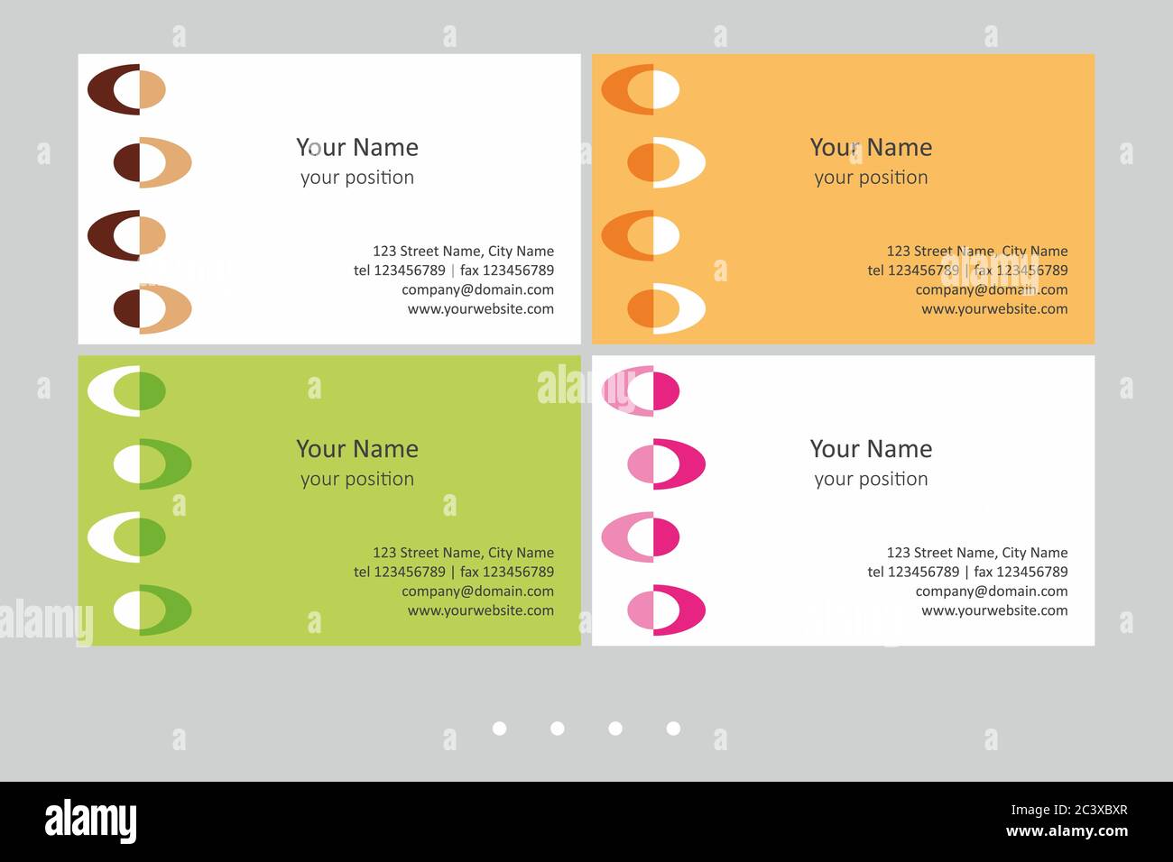 Colorful business card template. Timeless geometric style in four ...