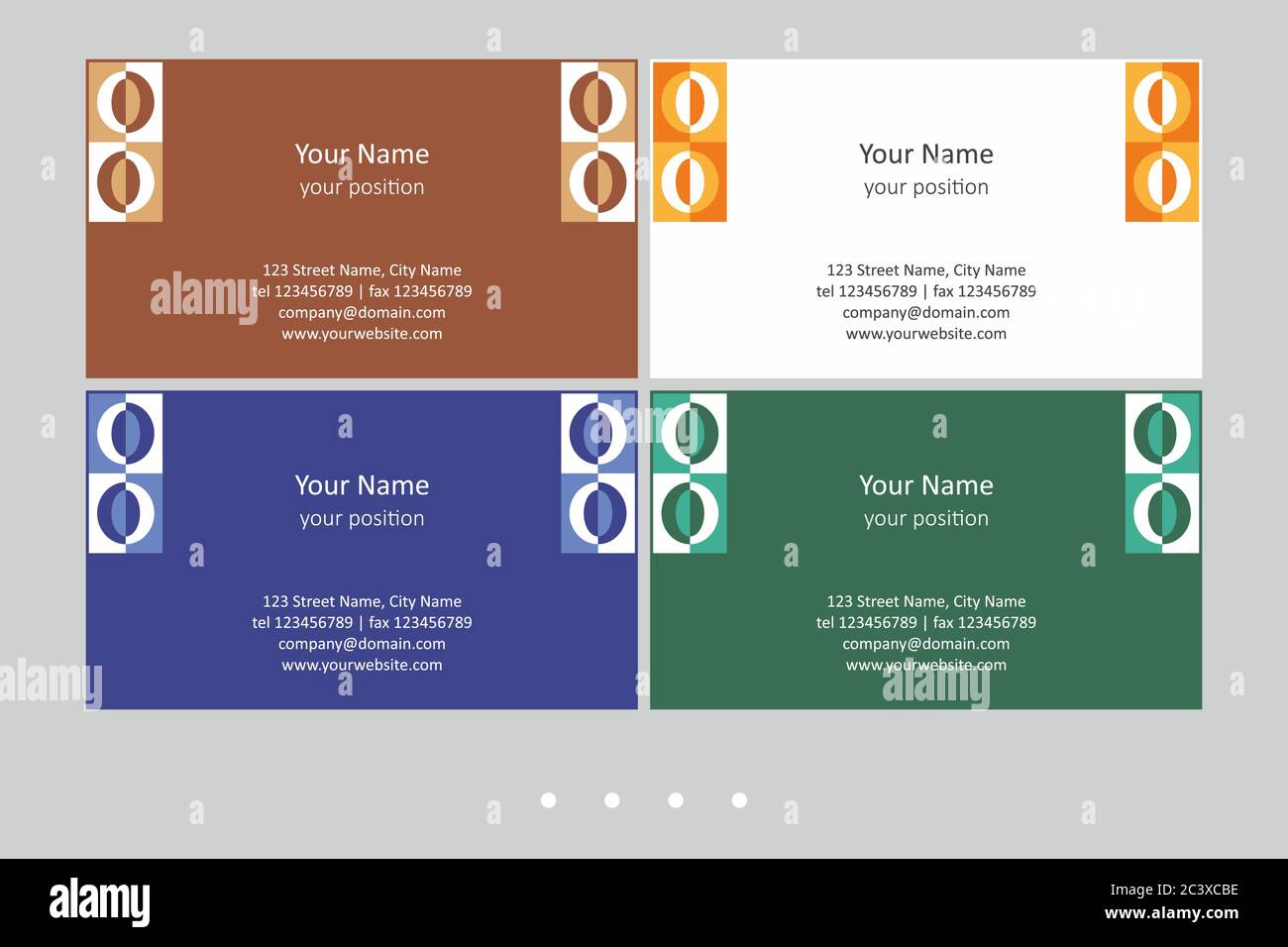 Colorful business card template. Timeless geometric style in four ...