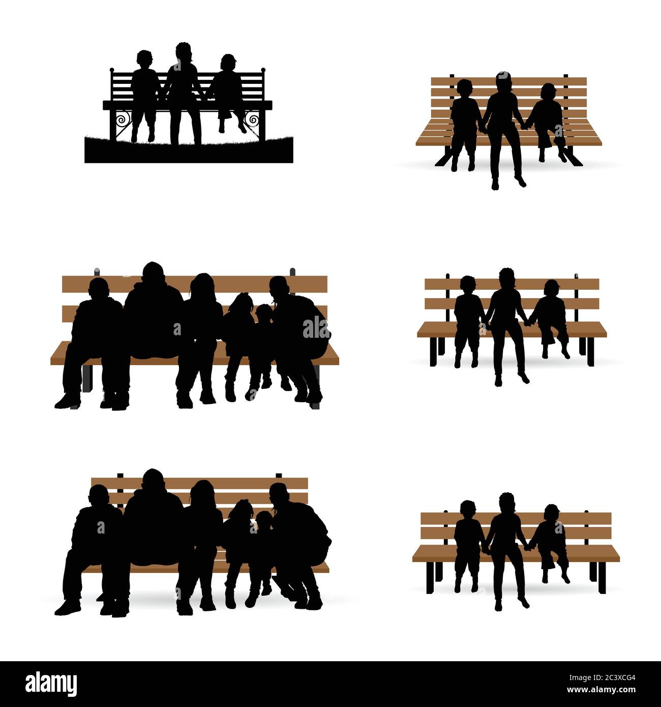 people sitting on the bench illustration on white Stock Vector Image ...