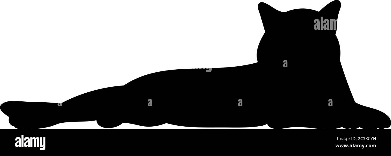 vector, isolated silhouette cat laying Stock Vector Image & Art - Alamy
