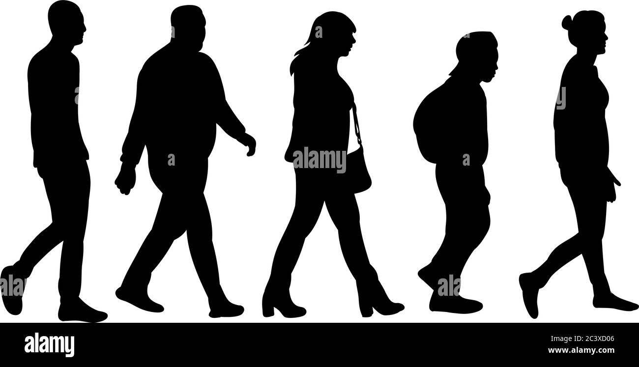 vector, isolated silhouette people go Stock Vector Image & Art - Alamy