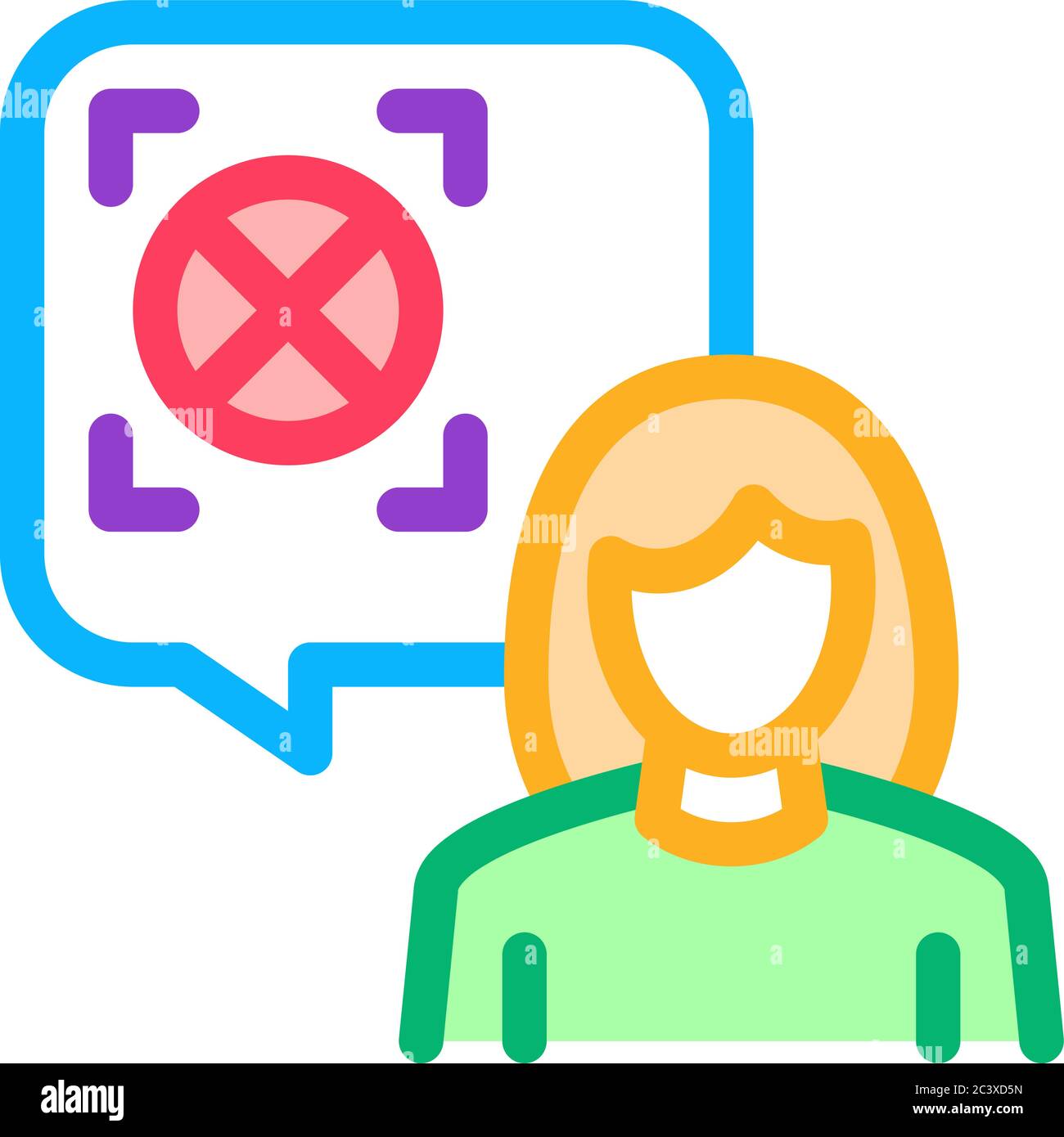 woman refusal mark icon vector outline illustration Stock Vector Image ...