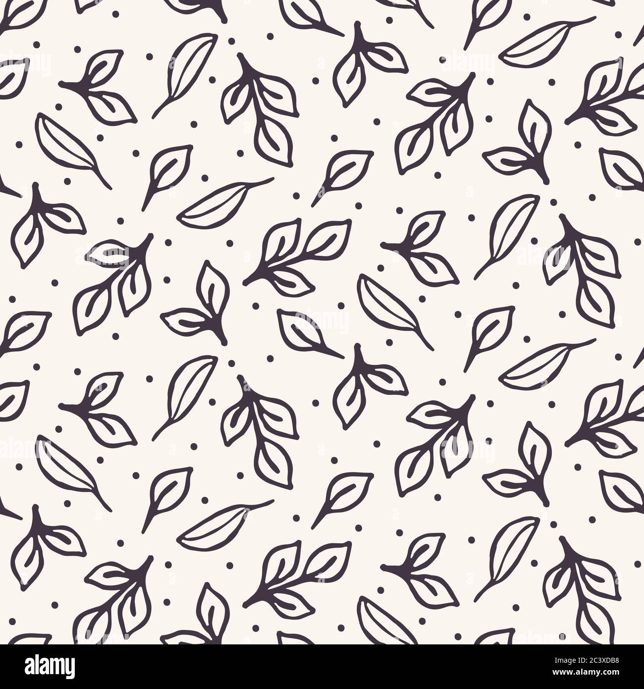 Seamless pattern hand drawn tiny falling leaf motif background ...