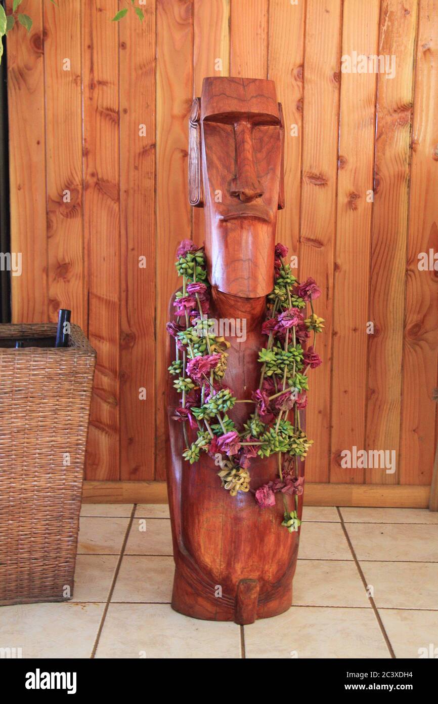 Easter Island wooden moai model Stock Photo - Alamy