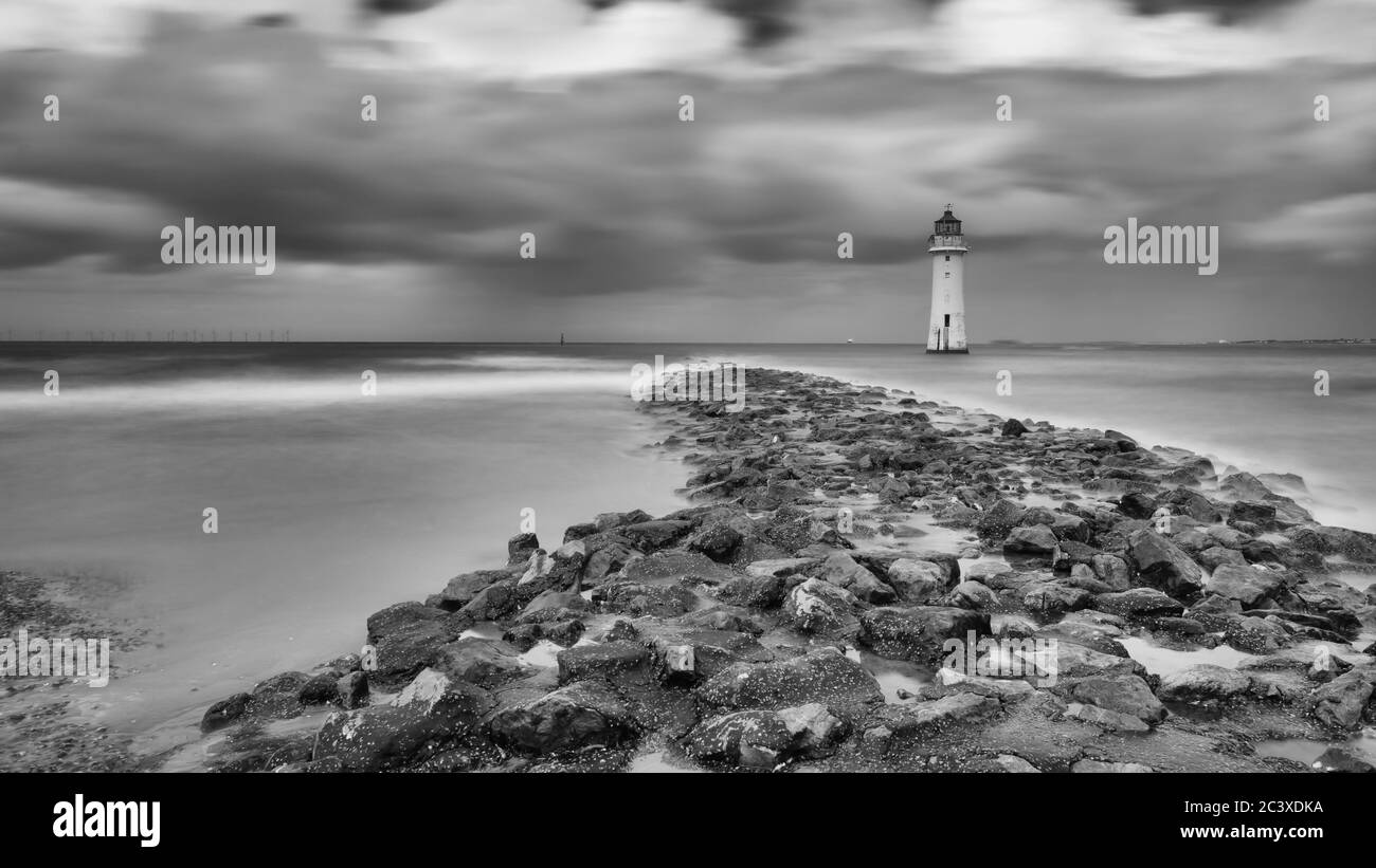 New Brighton Beach and perch rock lighthouse Stock Photo - Alamy