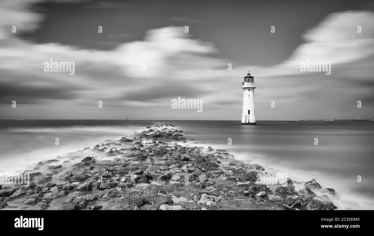 New Brighton Beach and perch rock lighthouse Stock Photo - Alamy