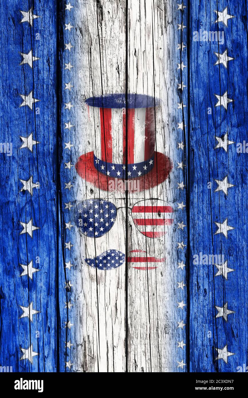 Happy Independence Day. Uncle Sam's Hat, Mustaches and sunglasses on ...