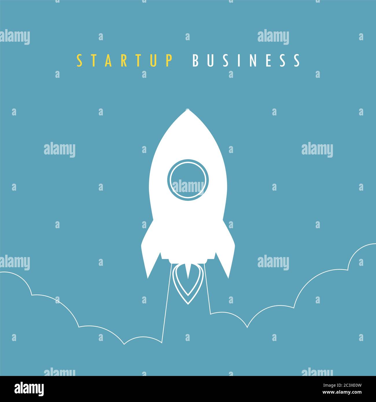 rocket launch start up concept outline drawing vector illustration ...
