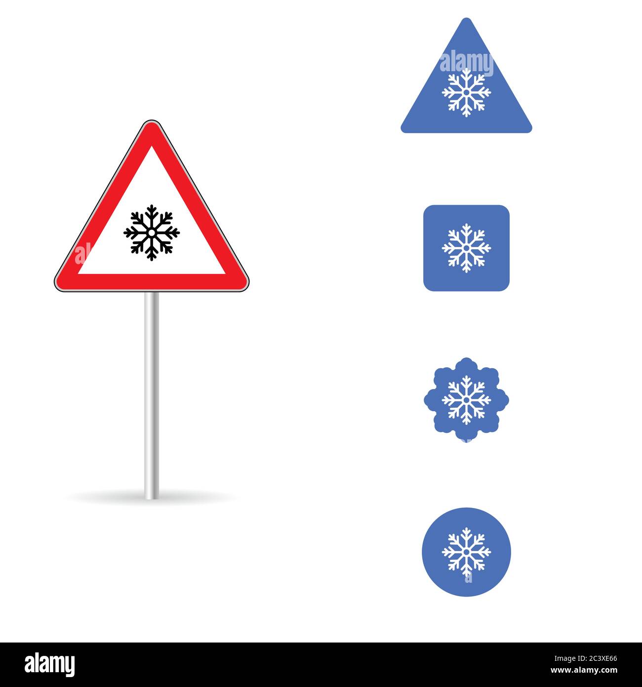 road sign with snowflake illustration on white background Stock Vector ...