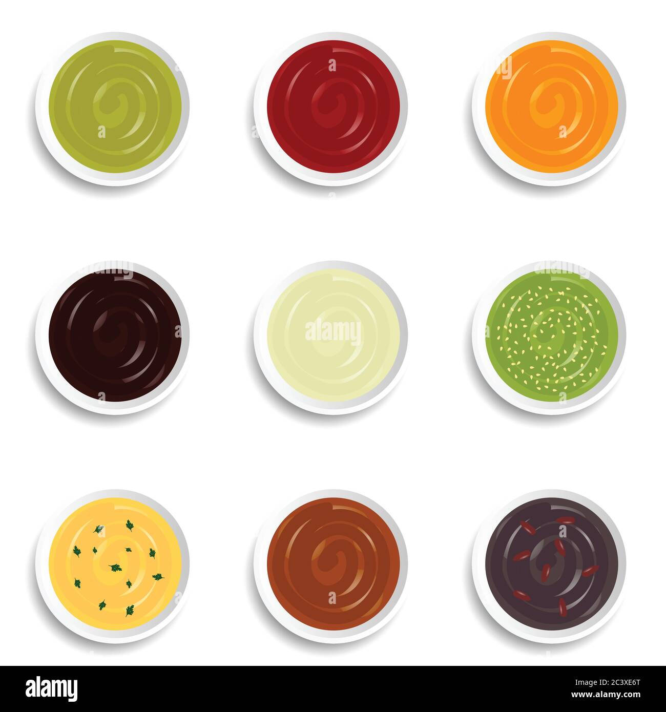 sauce set in nine bowls vector illustration Stock Vector Image & Art ...