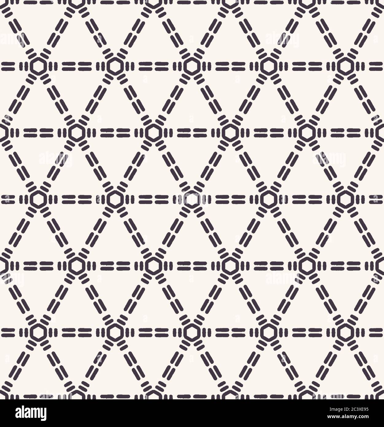 Seamless vector pattern. Hand drawn triangle lattice grid . Repeating ...