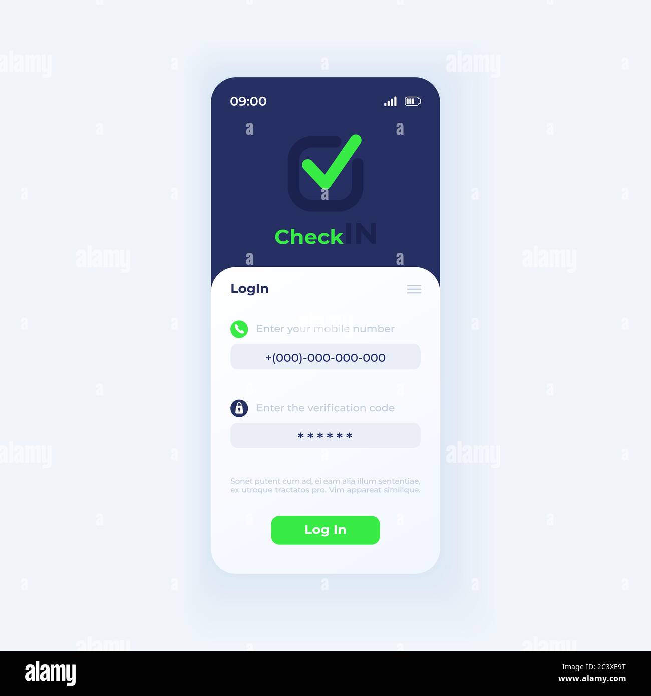 Check in app smartphone interface vector template Stock Vector Image ...