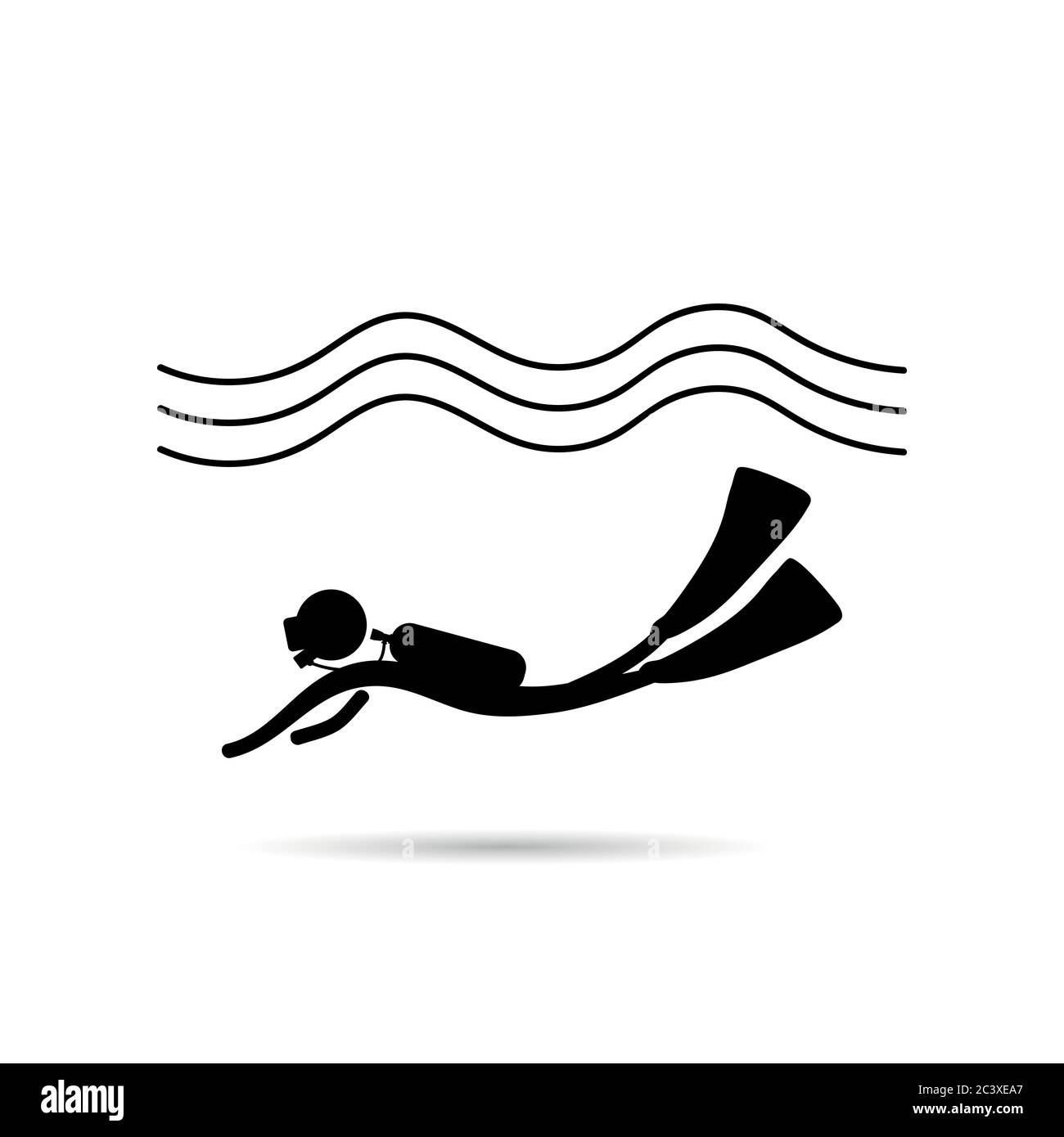 scuba diving icon with wave vector on white Stock Vector Image & Art ...