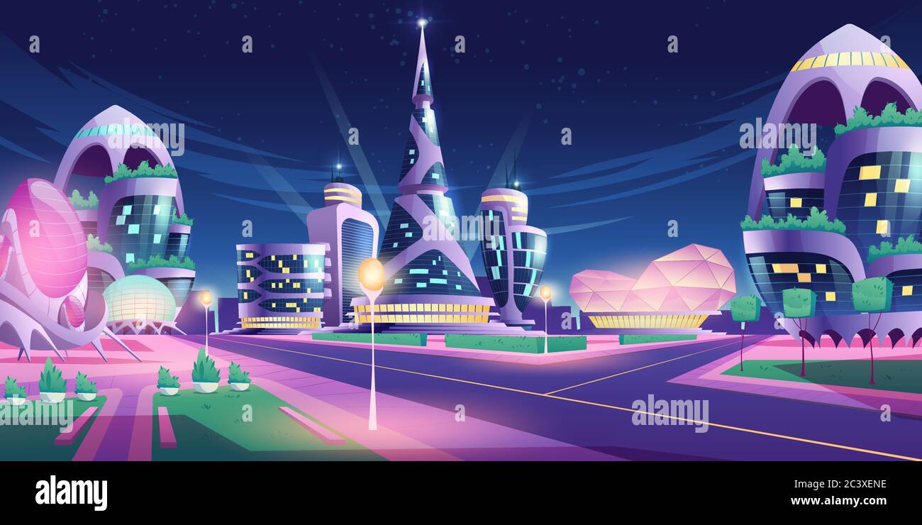 Future city illustration hi-res stock photography and images - Alamy