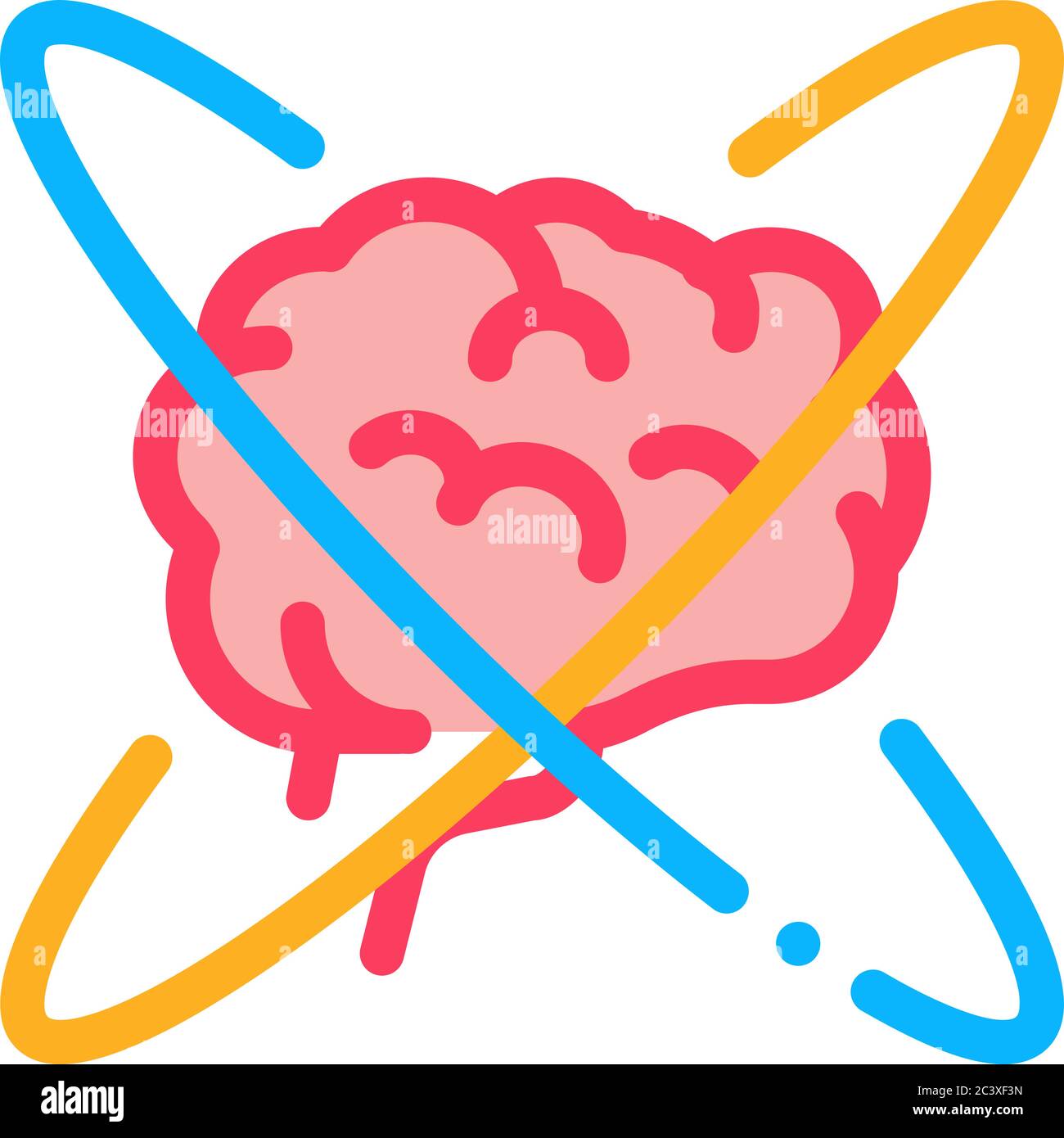 brain in center of atom icon vector outline illustration Stock Vector ...