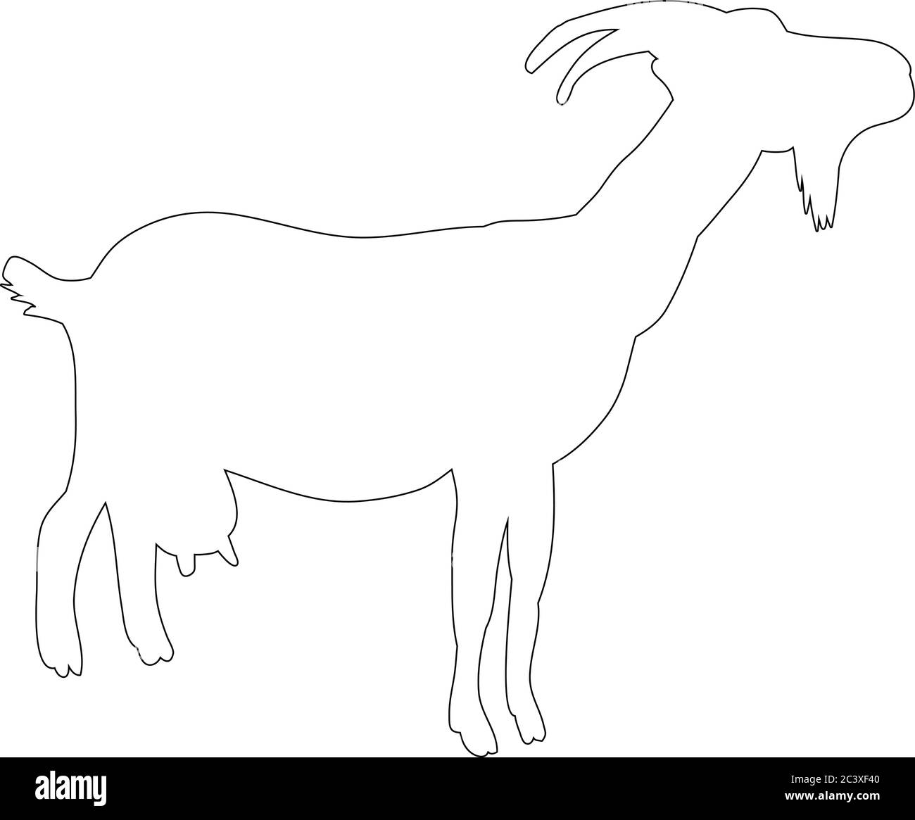 vector, isolated goat outline on white background Stock Vector Image ...