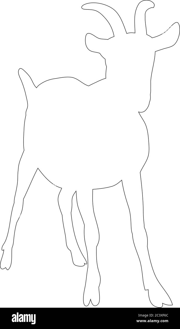 isolated goat outline with horns on white background Stock Vector Image ...
