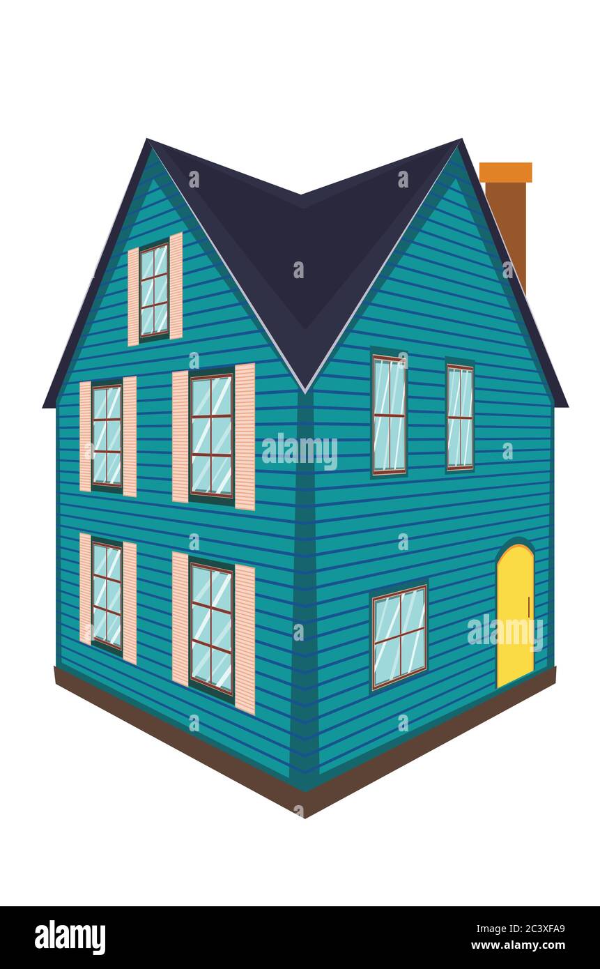 Cartoon small retro rural house design on white background Stock Vector ...