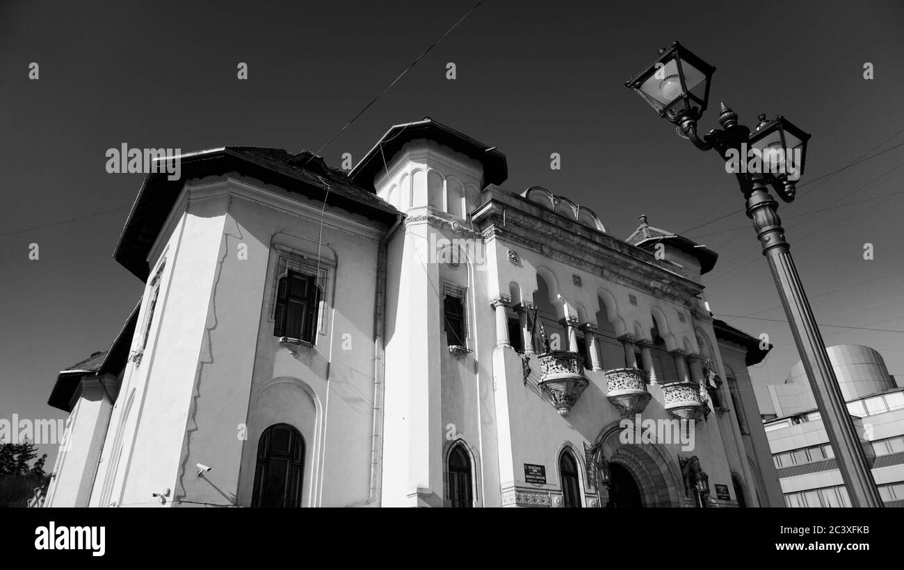Town hall or city hall in Campulung Muscel, Arges county, Romania ...