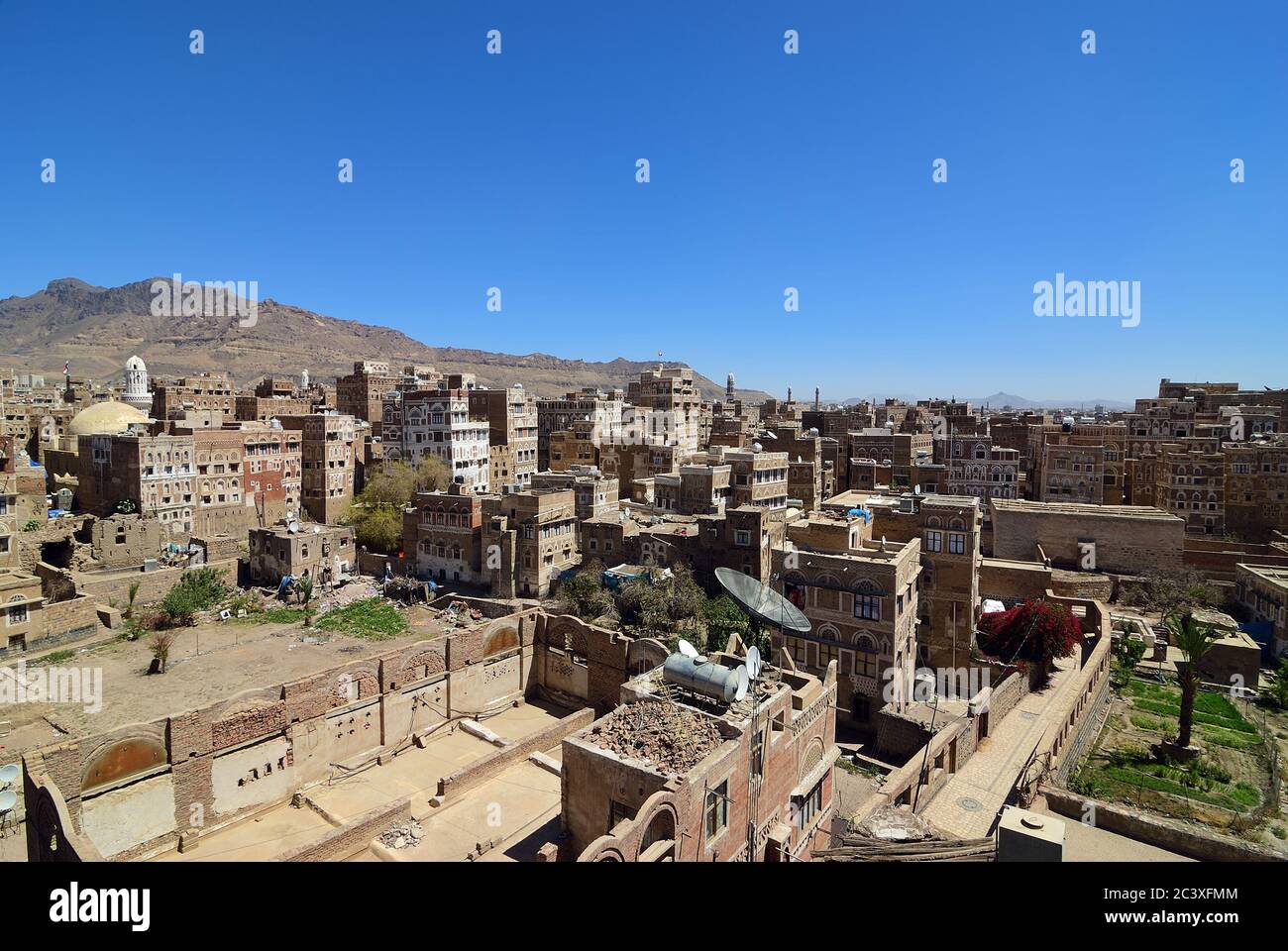 View on the old Sanaa. The old city of Sanaa is declared a UNESCO World ...