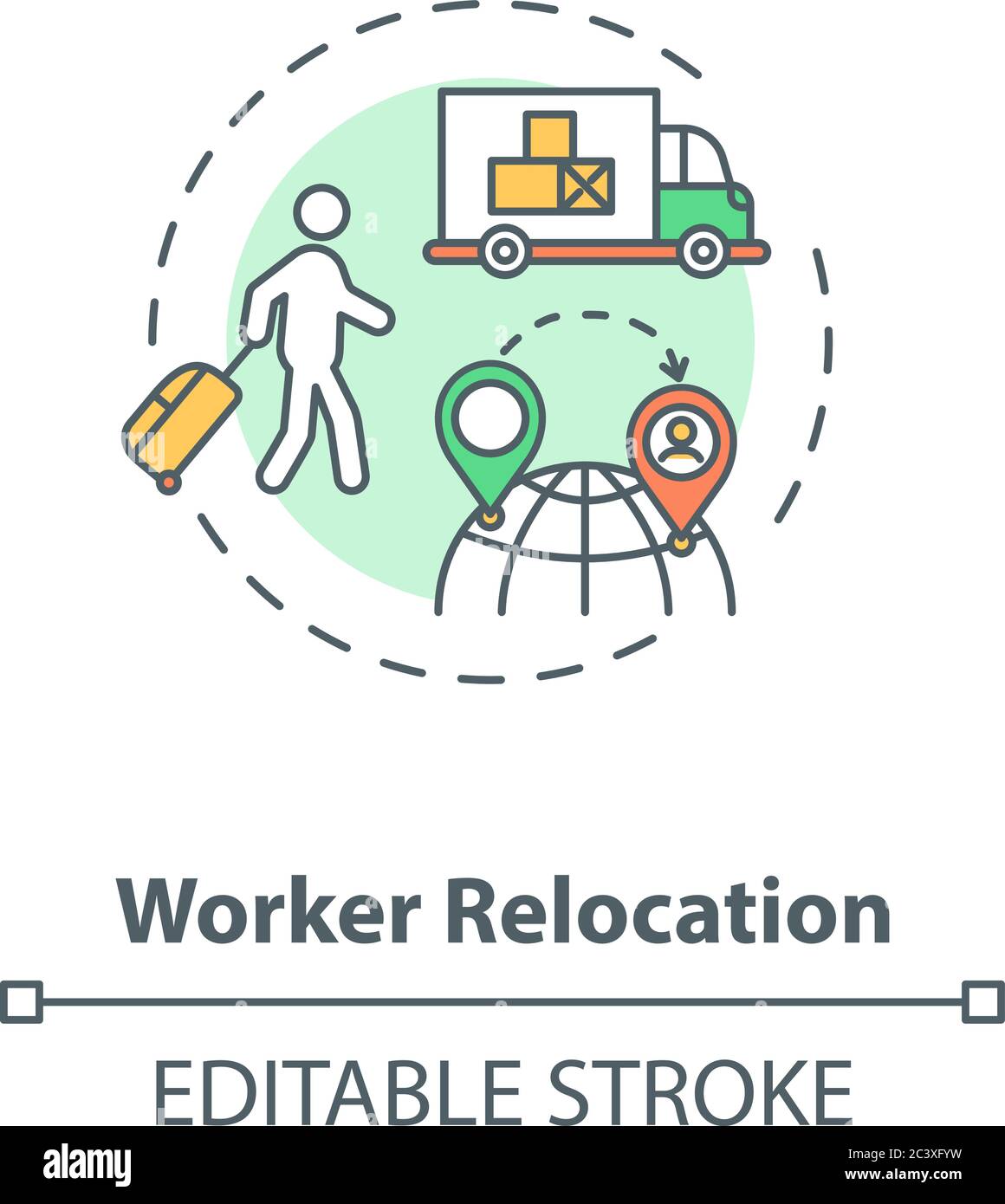 Worker relocation concept icon Stock Vector Image & Art - Alamy