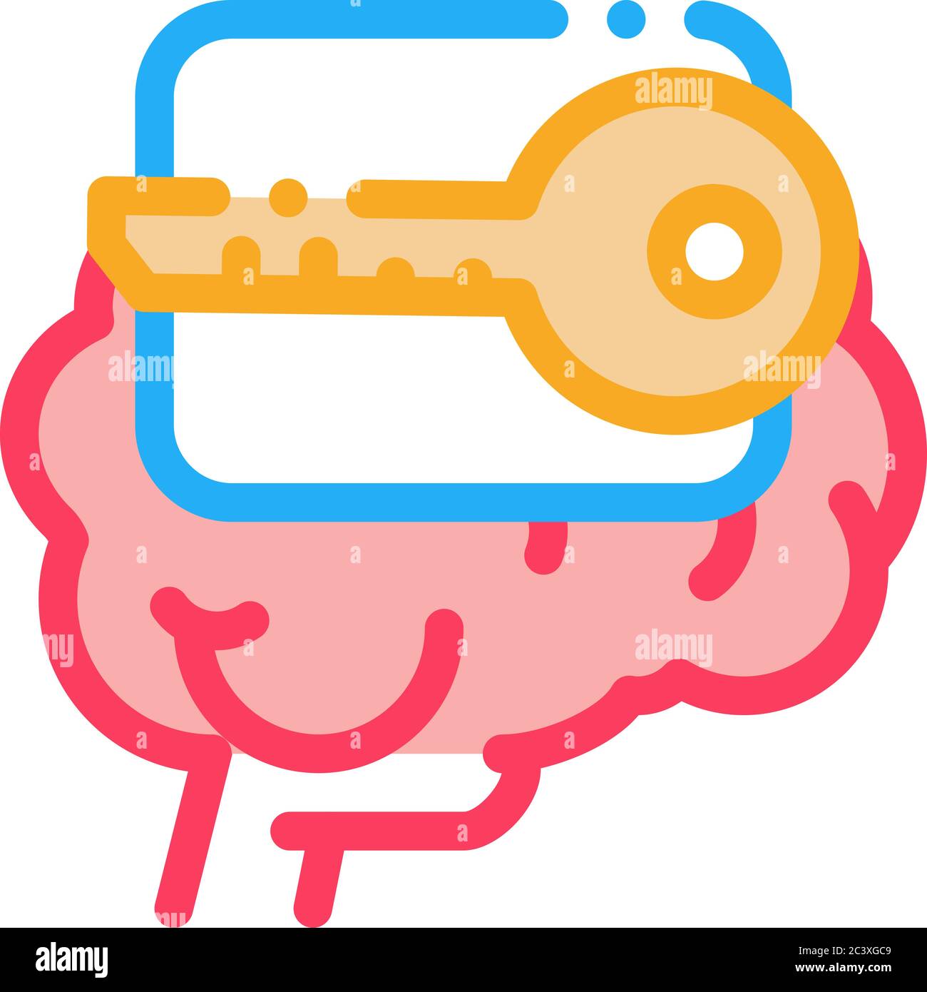 key for brain icon vector outline illustration Stock Vector Image & Art ...