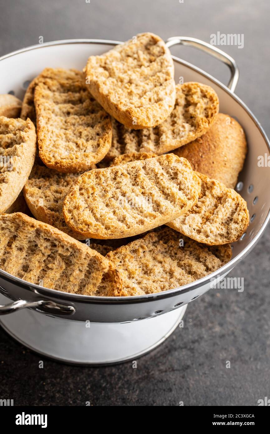 Rusk bread dried crispbread hi-res stock photography and images - Alamy