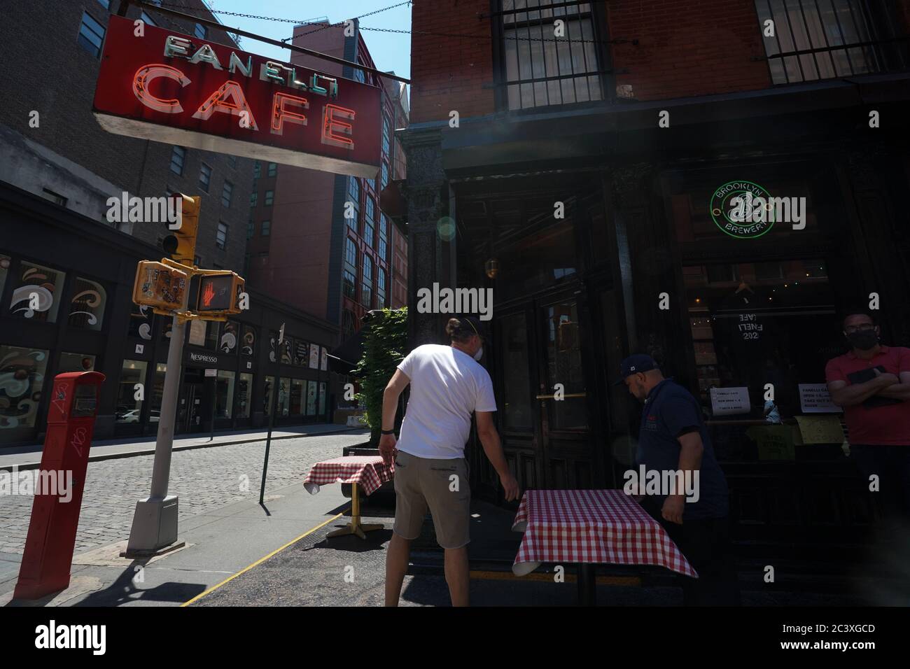 New York, NY, USA. 22nd June, 2020. Fanelli Cafe in Soho opens for ...