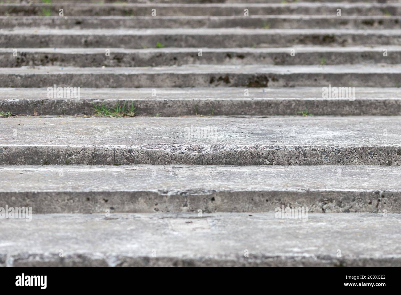 Old, wide and weathered gray concrete stairs structure. Stairway ...